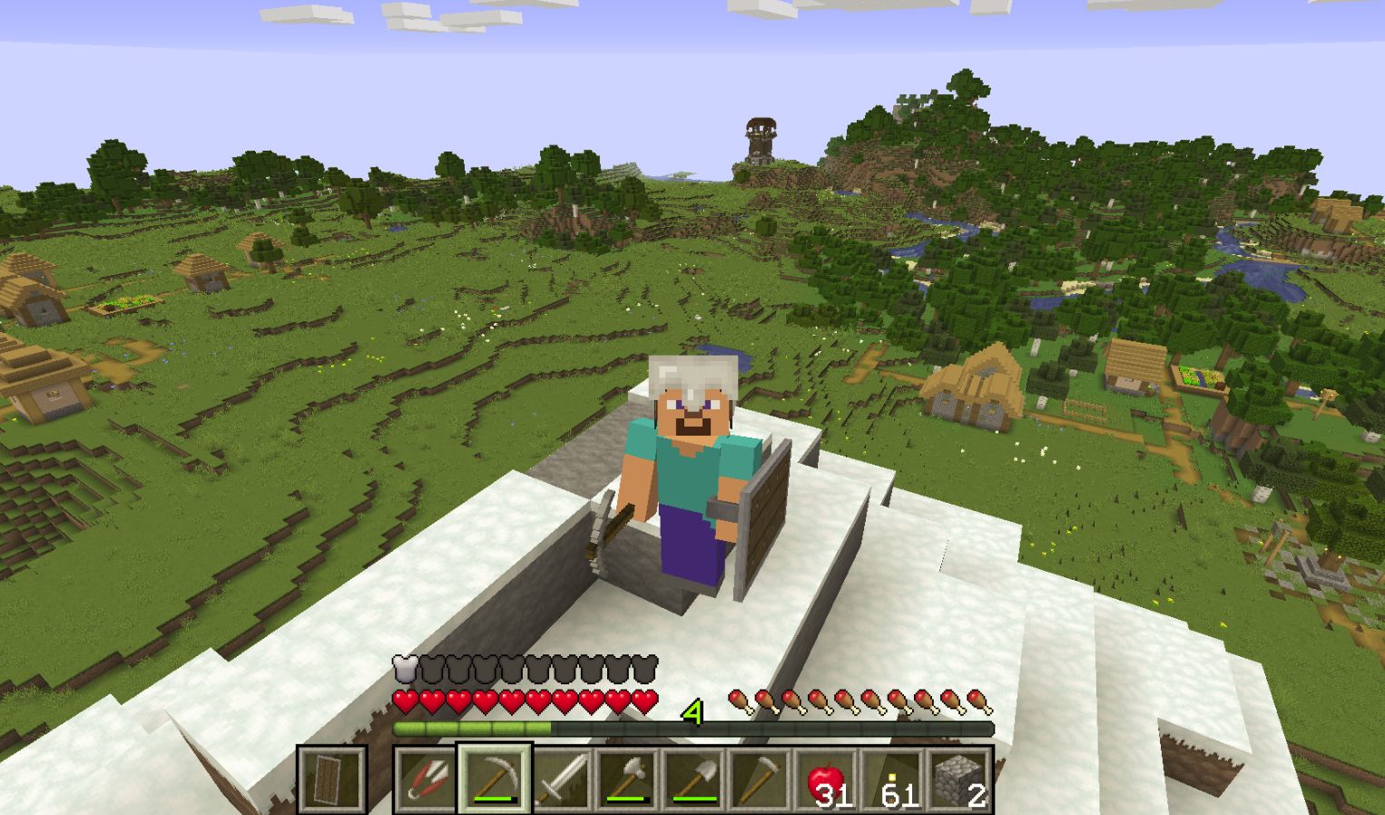 Randomly generated world with 3 villages next to eachother, plus a pillager outpost (Seed in ...