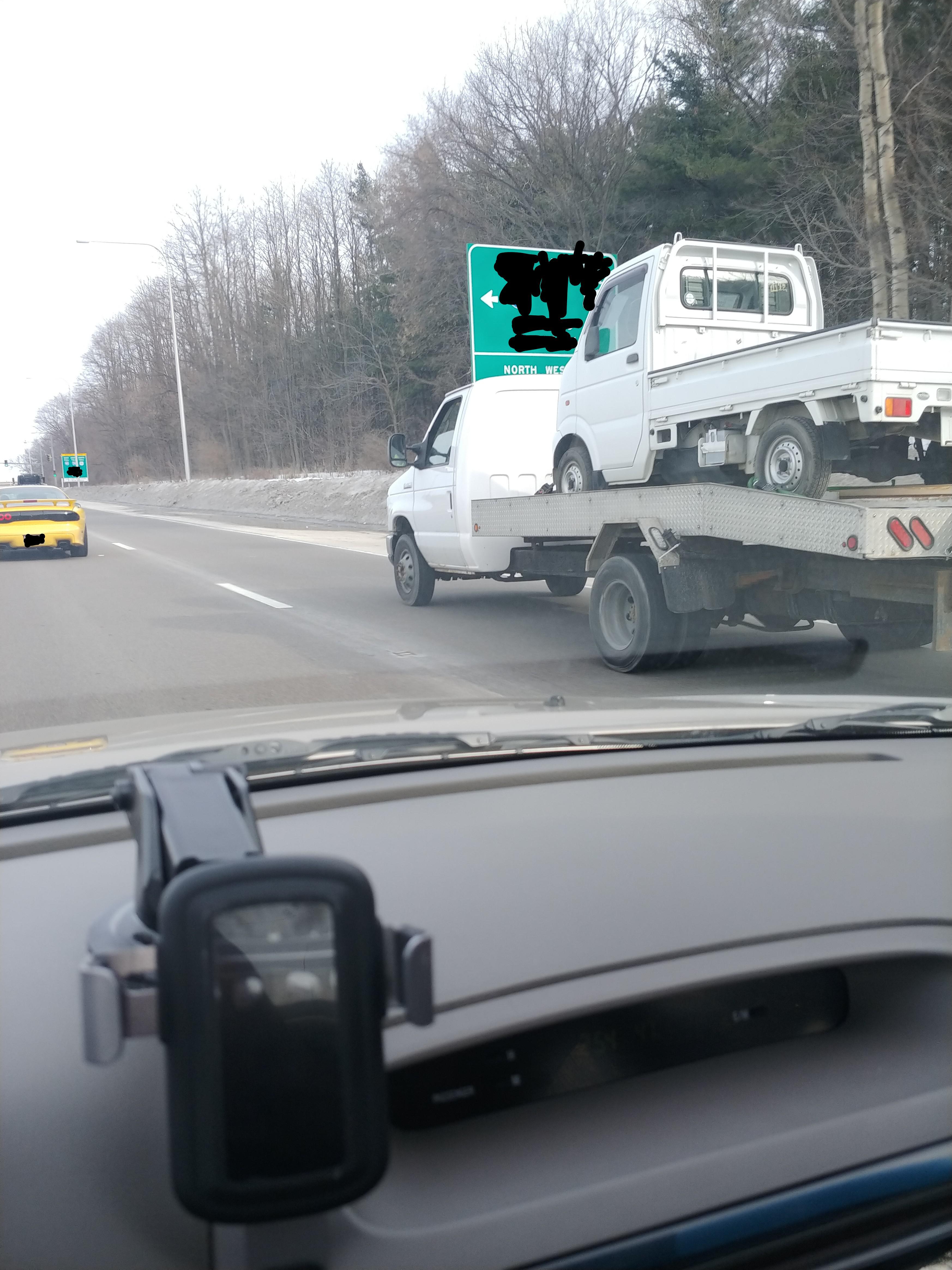 Rare sighting of a mother truck carrying her baby | Scrolller