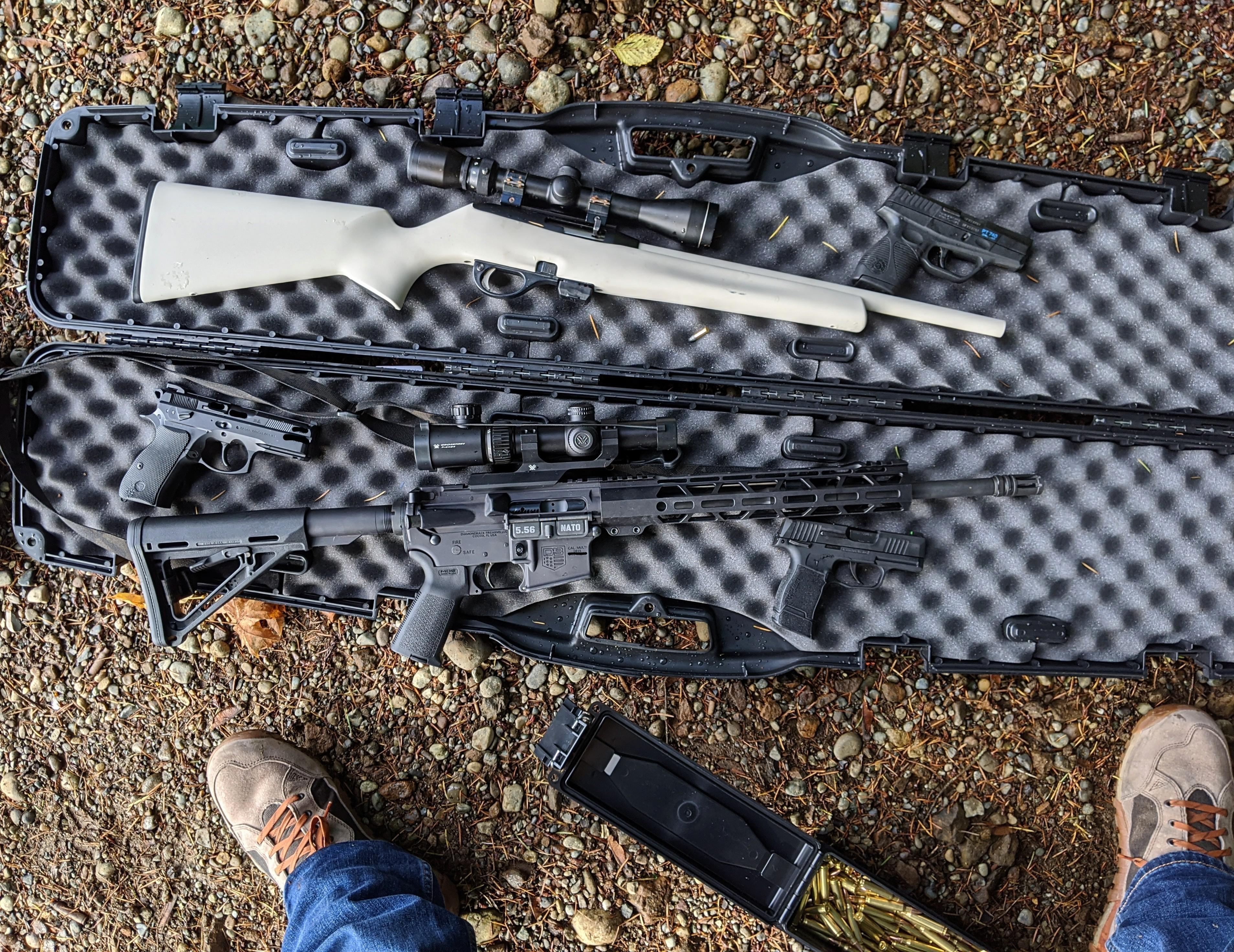 Recent outing. DB-15, P01 Omega, P365, Remington 597 (with some work done to it). | Scrolller