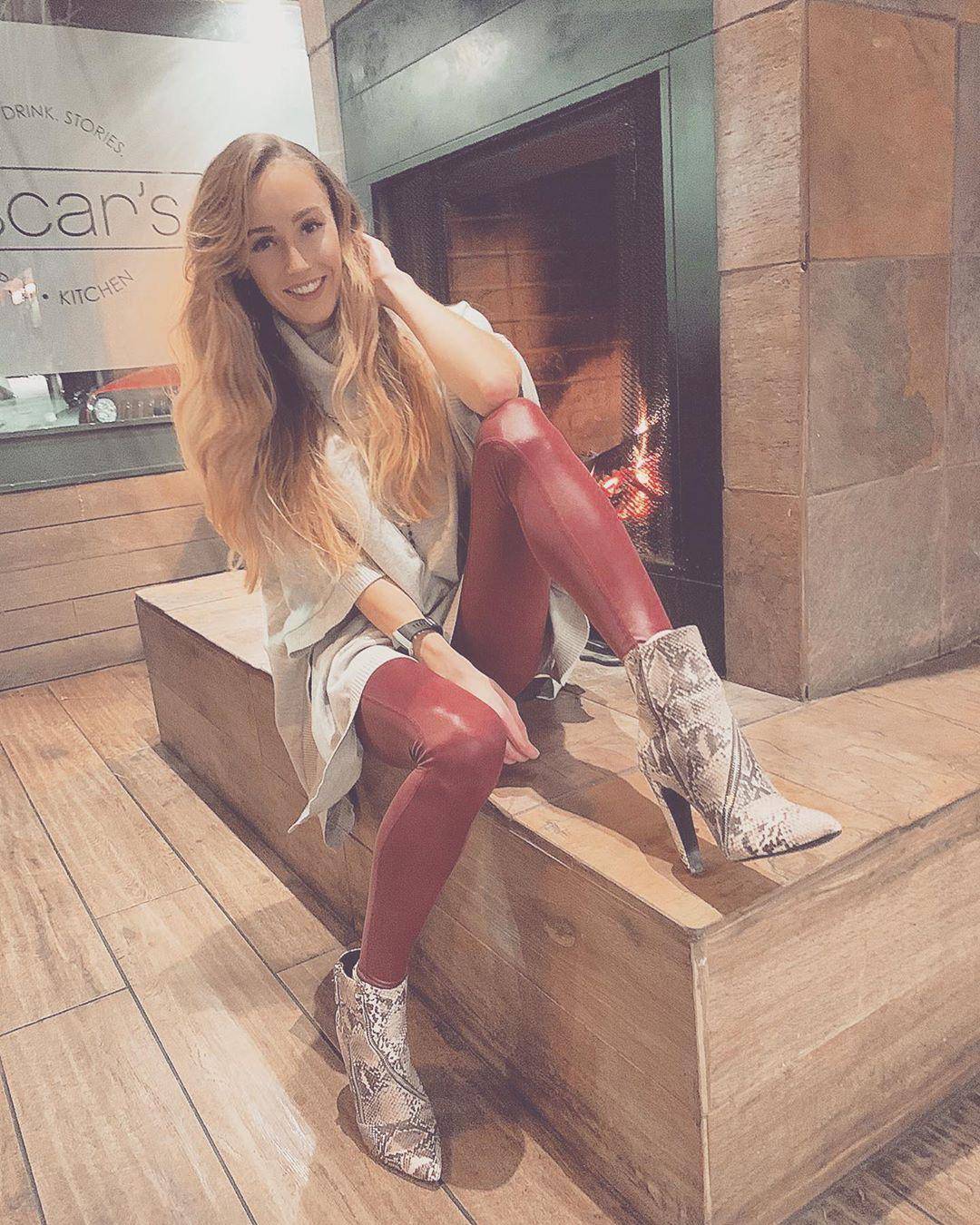Red leather pants and snakeskin booties | Scrolller