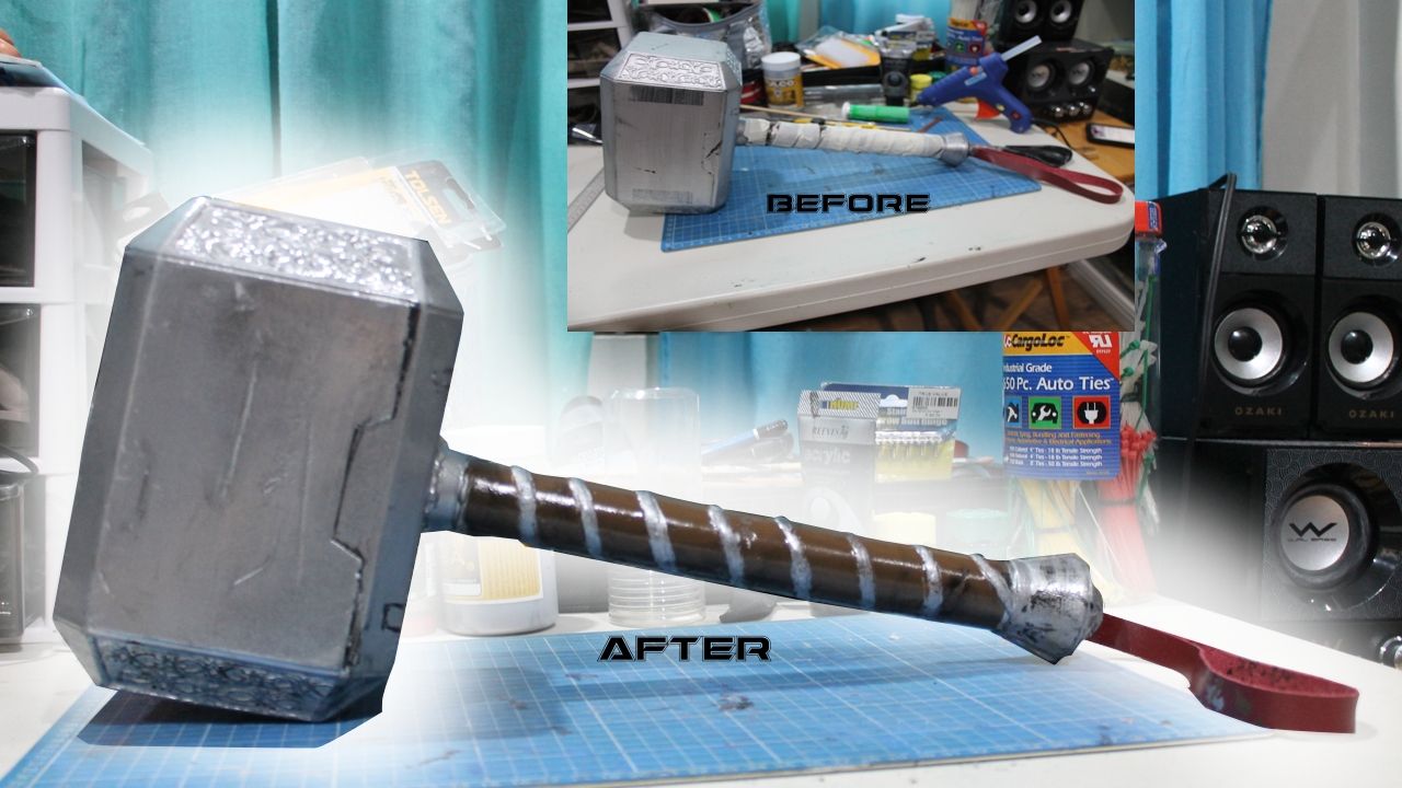Repaired and Repainted a cheap Mjolnir Prop Hammer | Scrolller