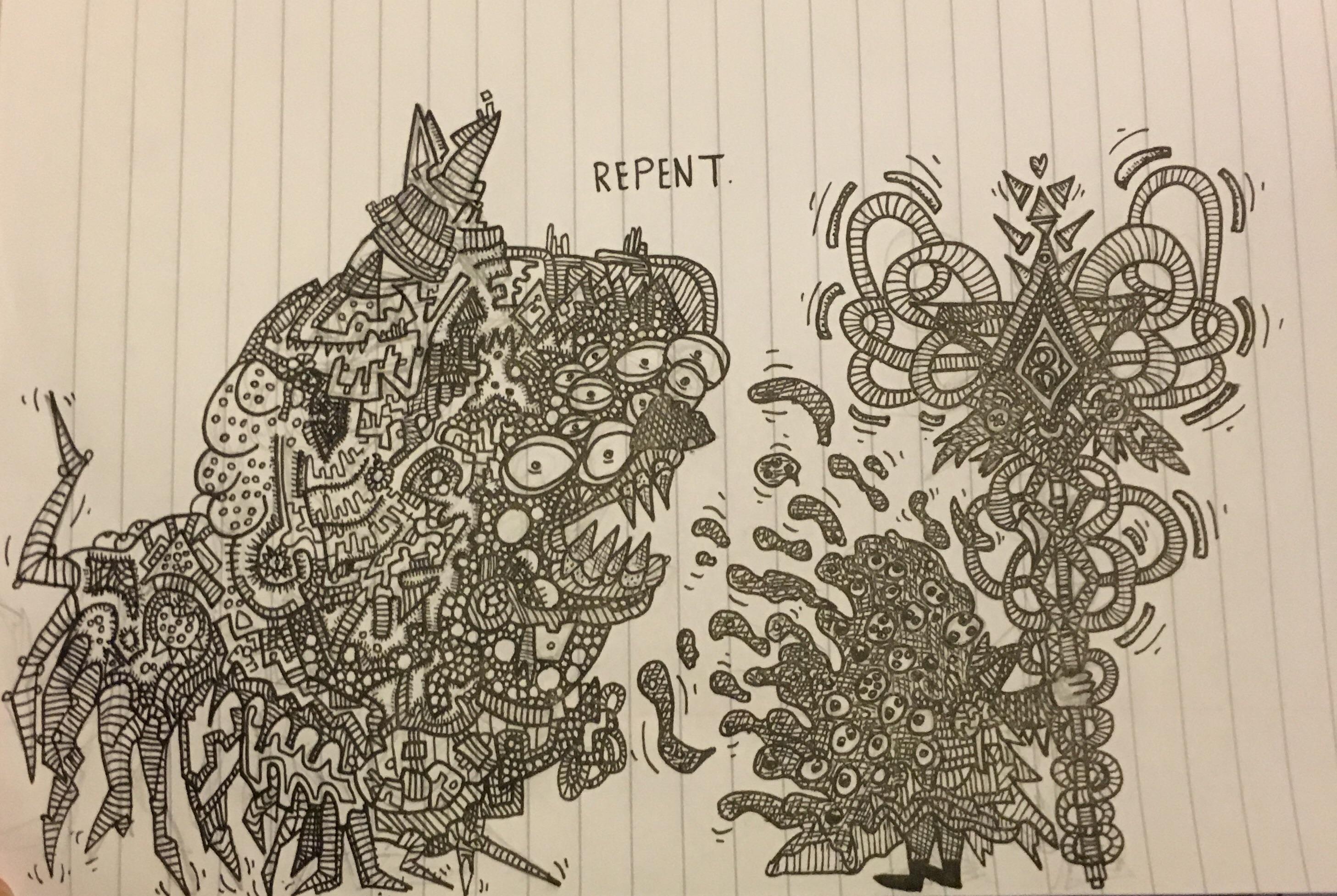 Repent. Pencil/ink | Scrolller