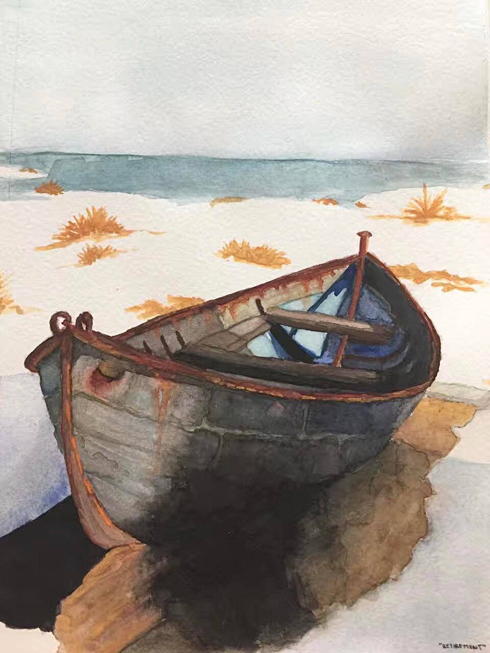Retirement, me, watercolor, 2018 | Scrolller