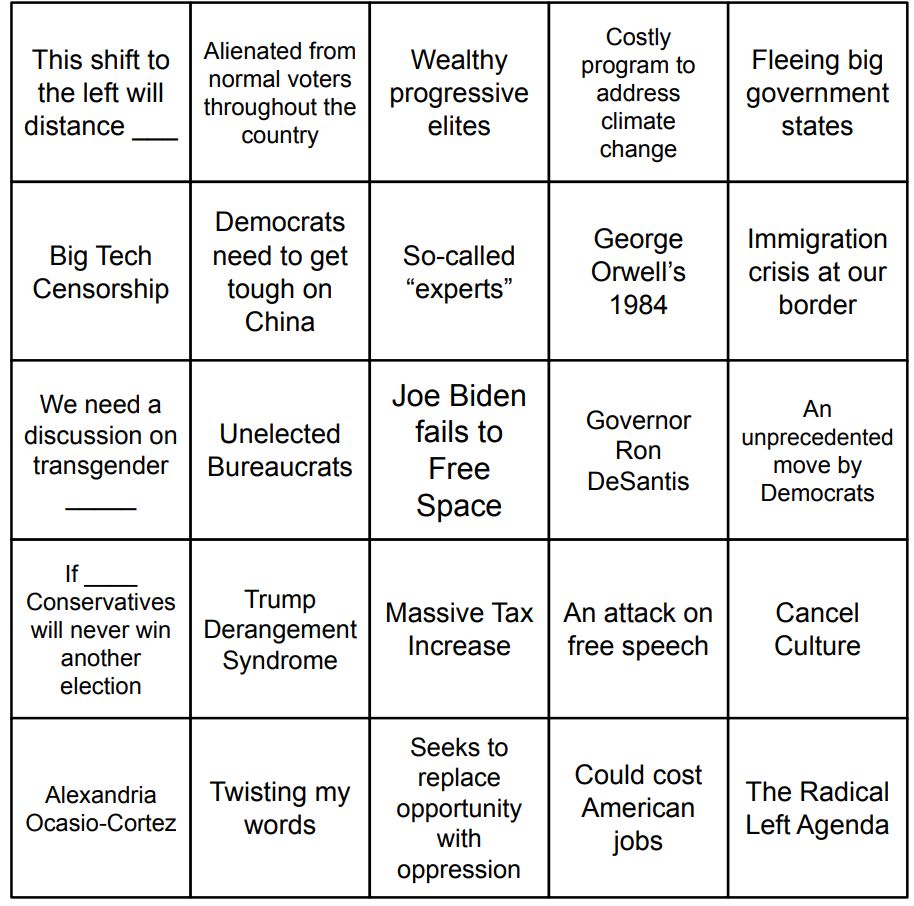 Right wing newspaper opinion section bingo | Scrolller