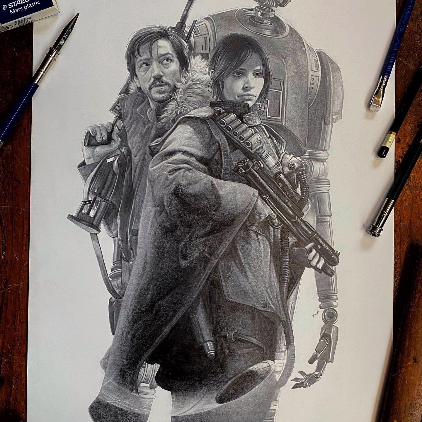 Rogue One graphite drawing by artist Greg Ruth | Scrolller