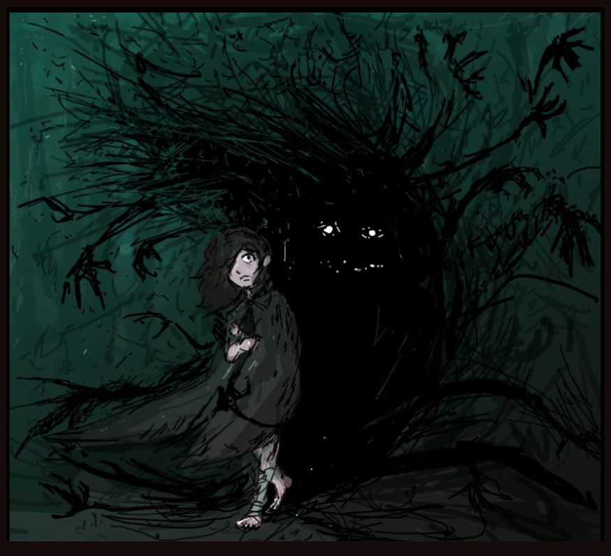 Rough draft of a Tim Burton inspired Dark Fantasy character with her living-shadow guardian ...