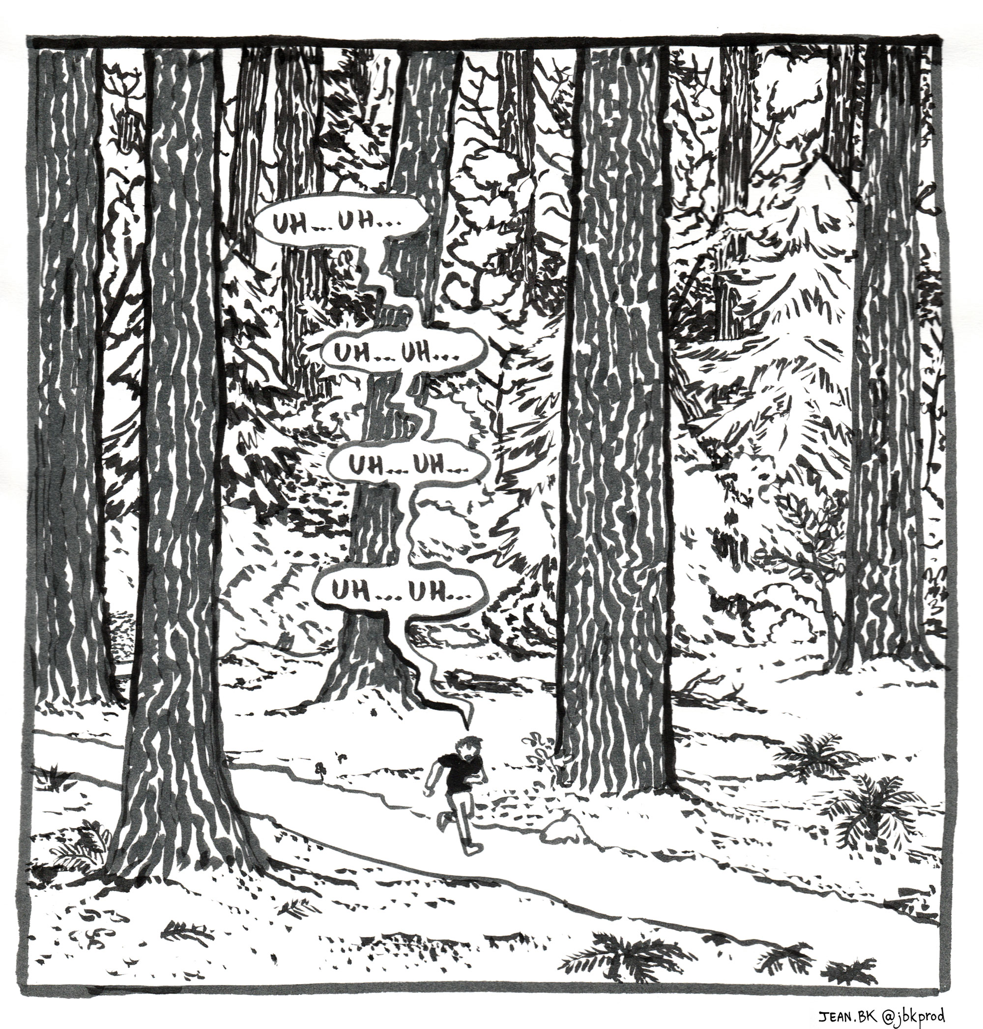Running Through the Woods, Me, ink, 2021 | Scrolller