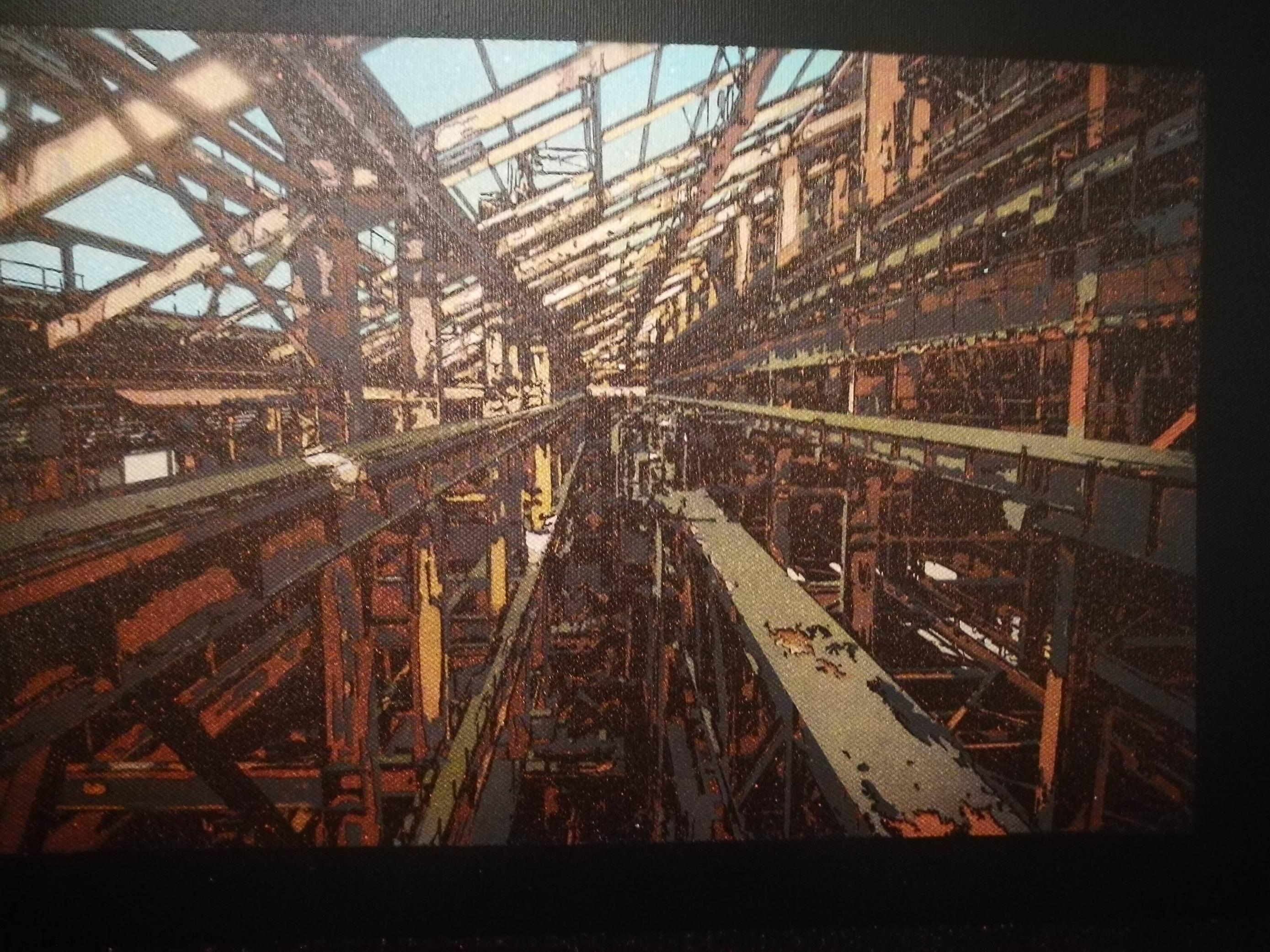 Rusty ol' Factory, GTC, 7 Layer Stencil on Canvas, 2020 | Scrolller