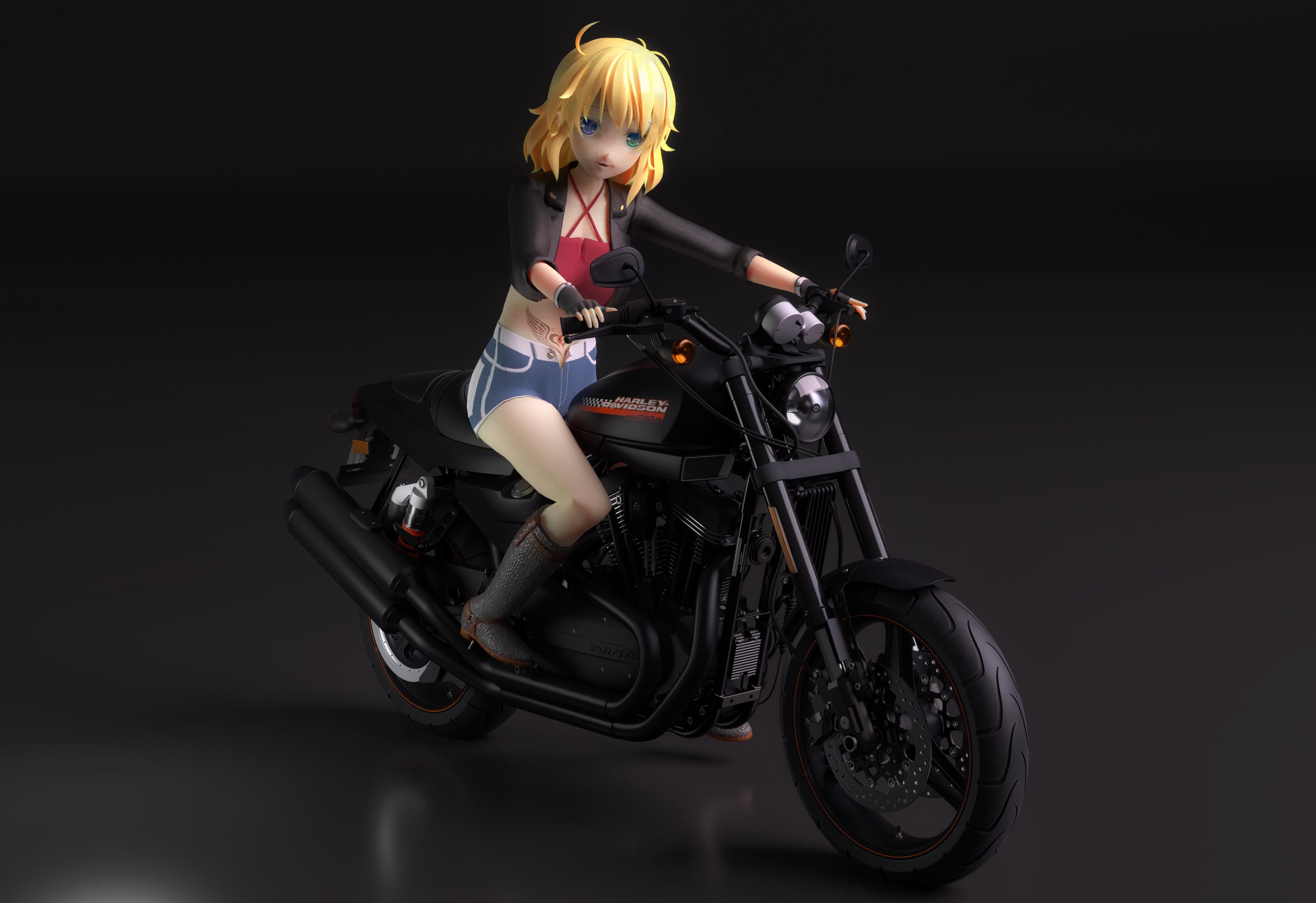 Ryouna on a harley that I made | Scrolller