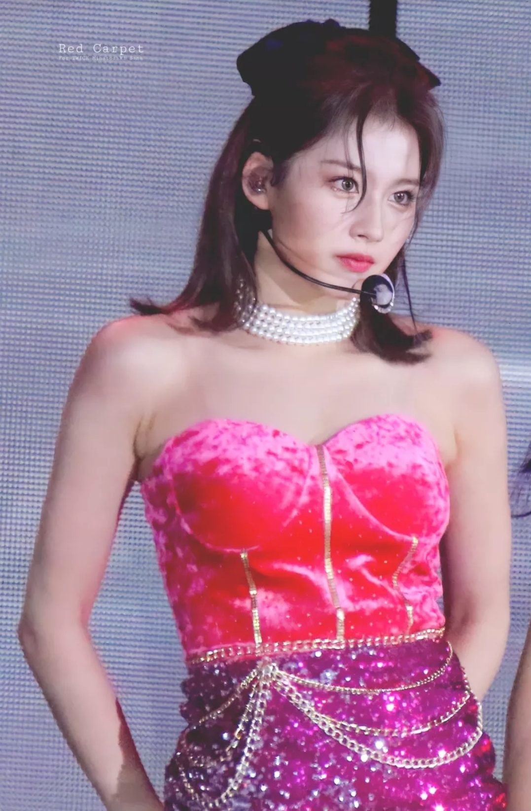 Sana - pink top, purple skirt | Scrolller