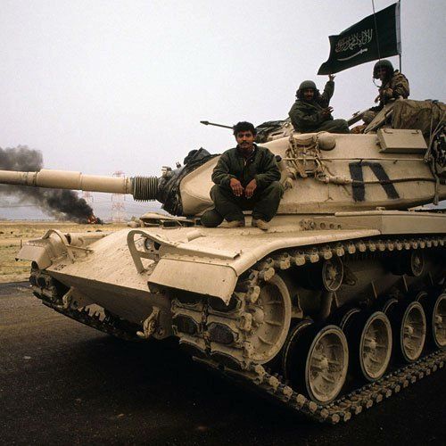 Saudi M60A3 tank during the days of storming the Kuwaiti border from the first axis 1991 [500× ...