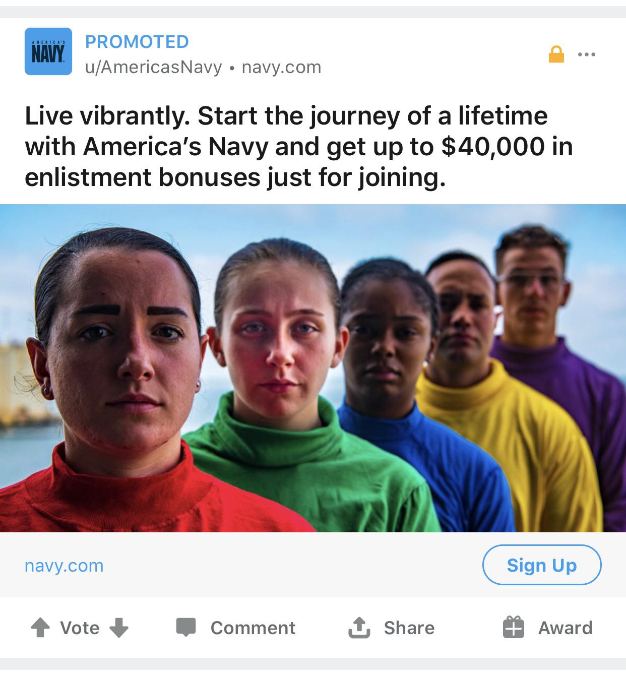 Saw an ad for the Wiggles! Wait, no, just a US Navy ad | Scrolller