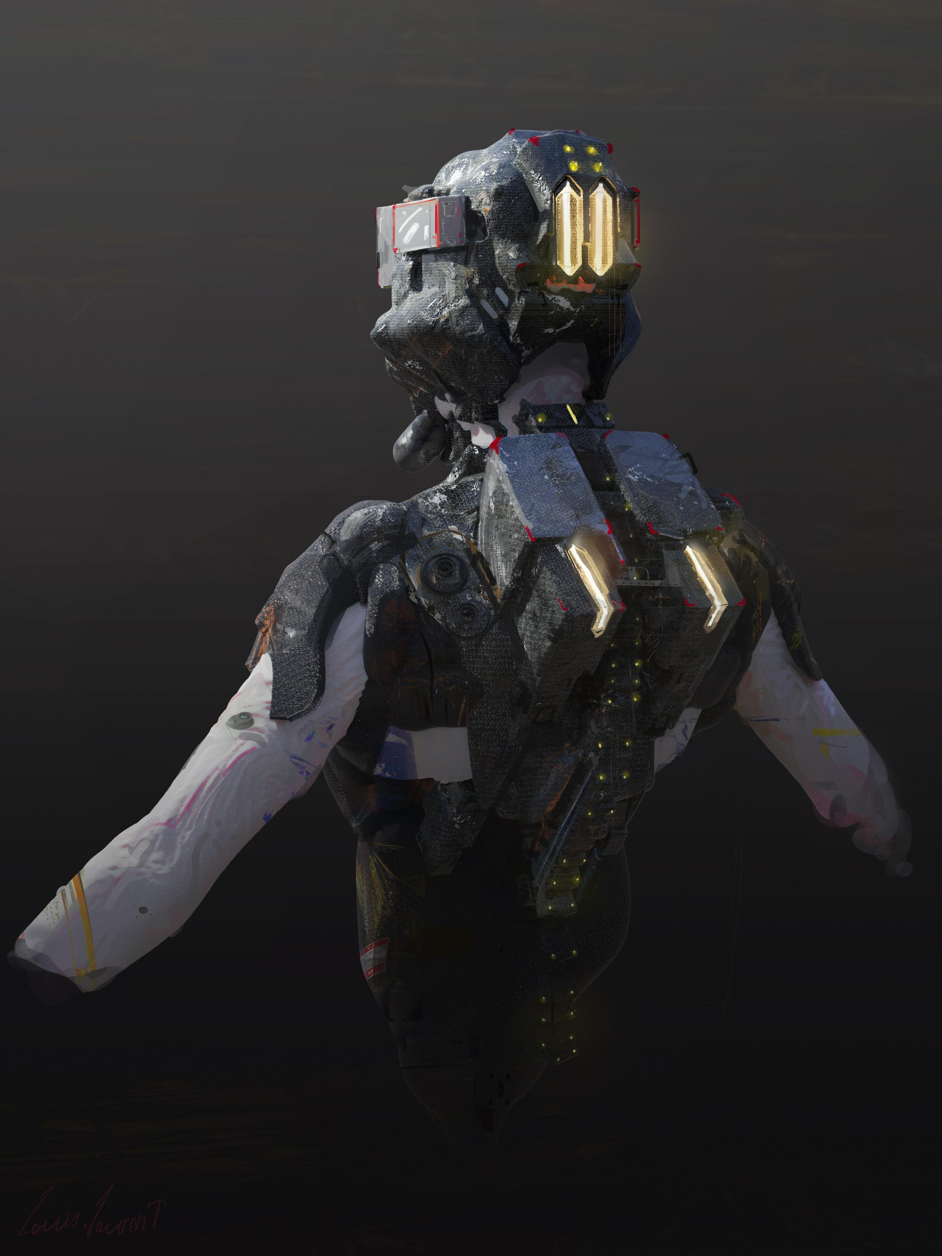 Sci-Fi design suit, back view | Scrolller