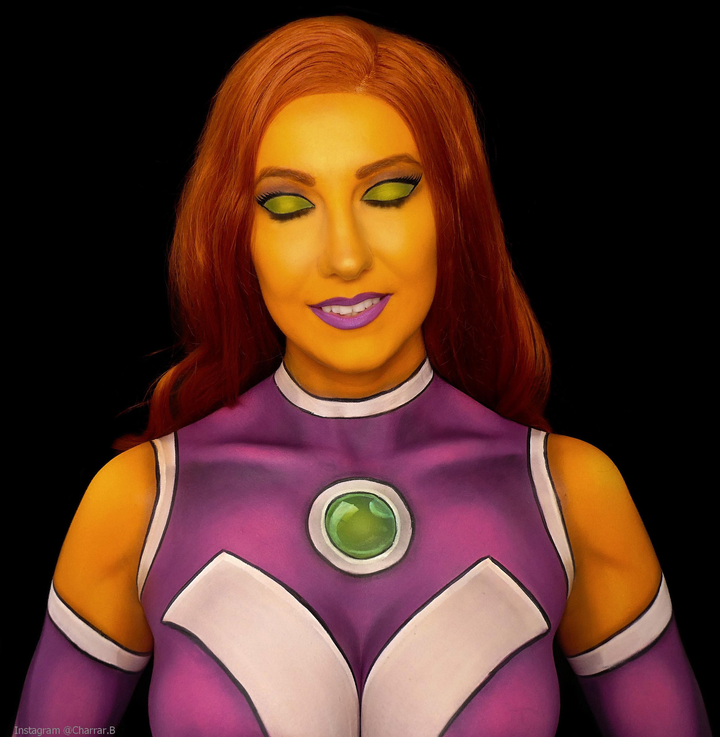 [Self] I bodypainted myself into Starfire from DC Comics. I hope you like it! | Scrolller