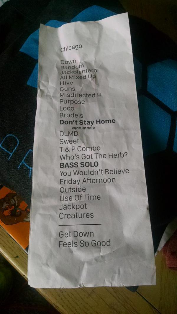 Setlist from the Chicago show... | Scrolller