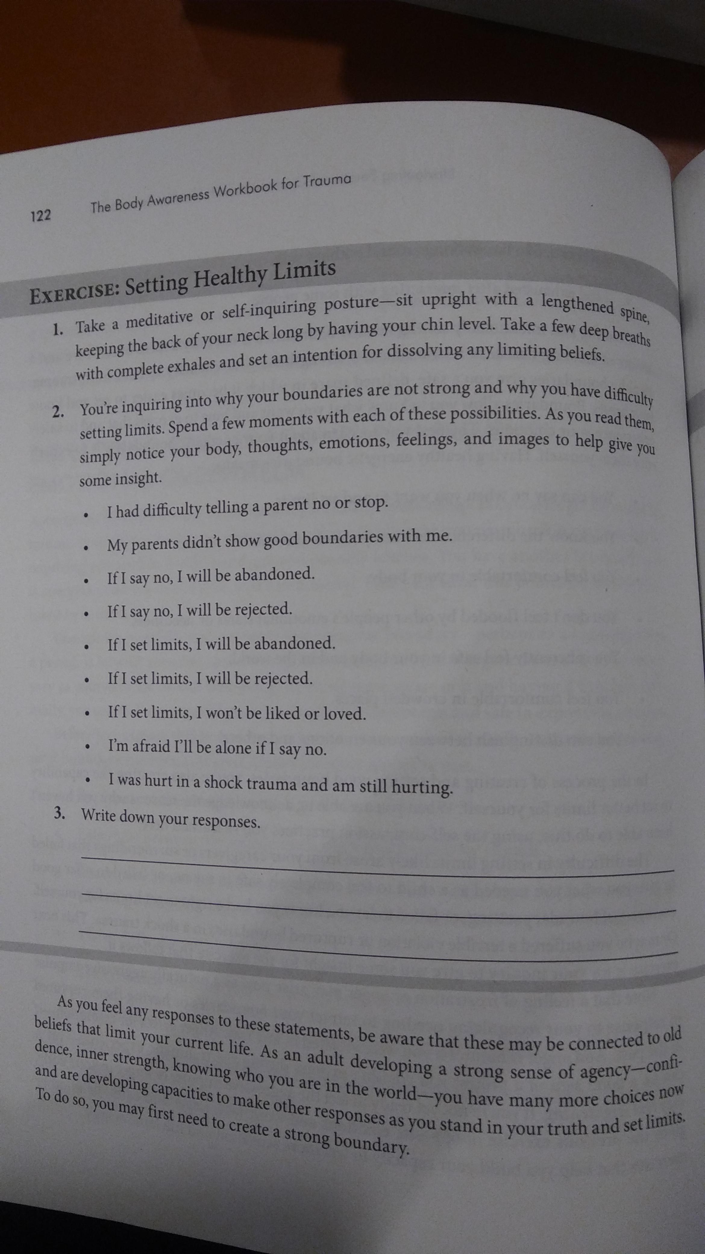 Setting Healthy Limits Worksheet from The Body Awareness Workbook For Trauma | Scrolller