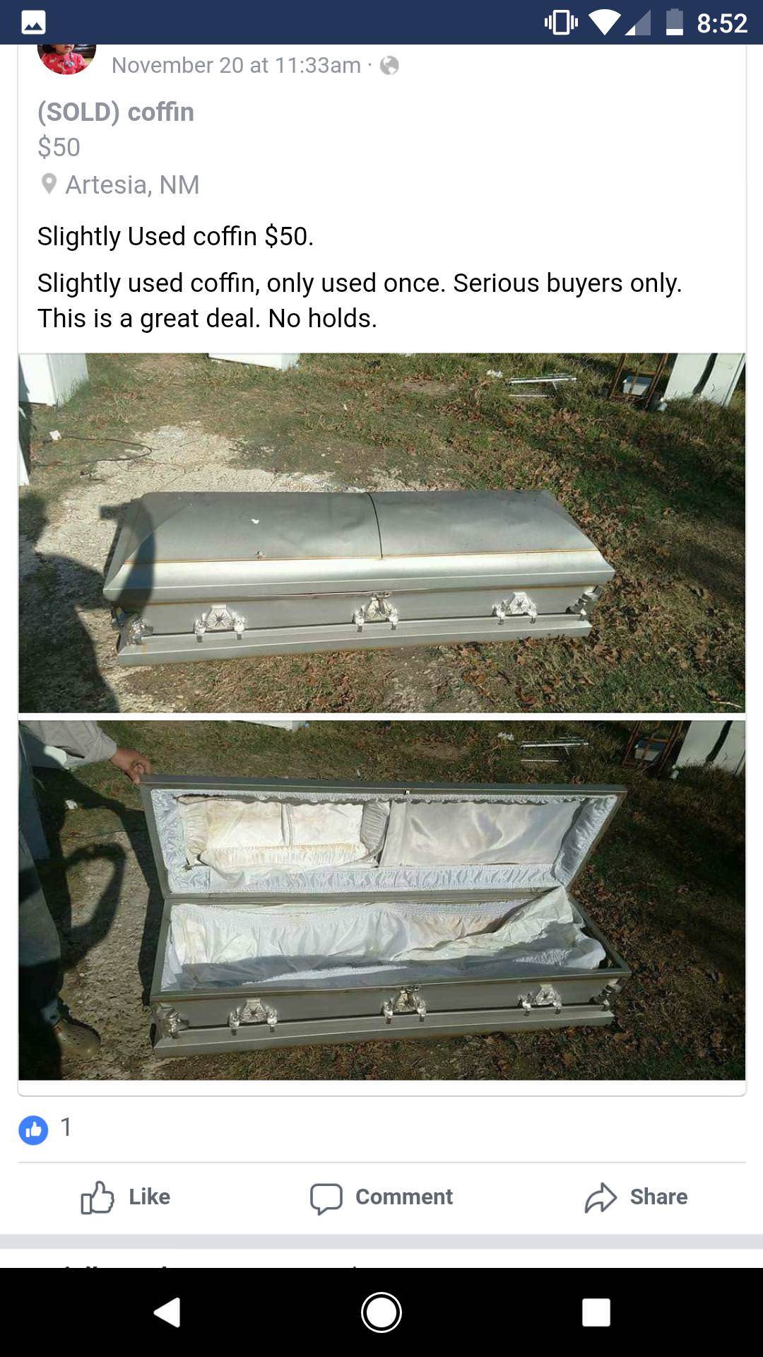 Slightly Used Coffin... Stains and everything | Scrolller