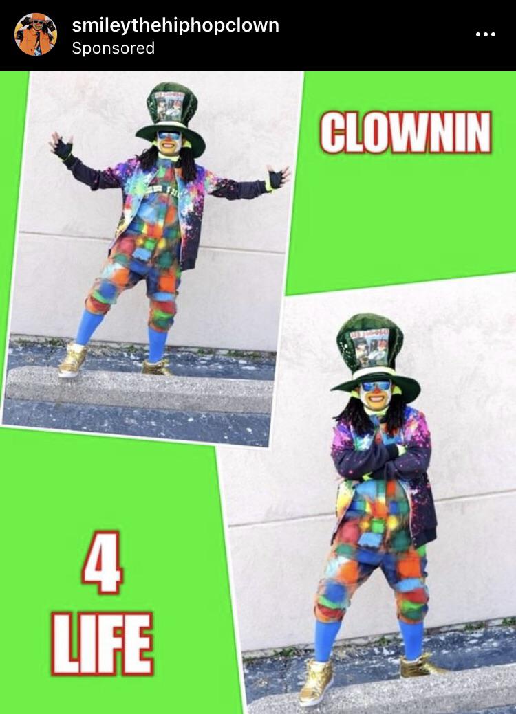 Smiley the hip hop clown, sponsored | Scrolller