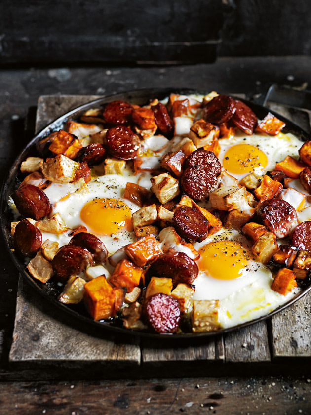 Smoked Chorizo, Maple and Sweet Potato Hash | Scrolller