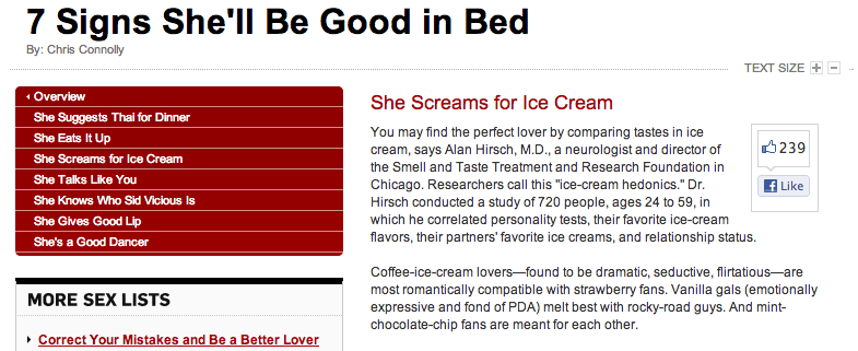 So apparently ice cream flavours signal sexual compatibility now. Well thanks for clearing that ...
