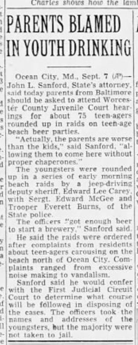 Somethings don't change: 1954 Baltimore Sun article on Underage Drinking at Ocean City, MD ...