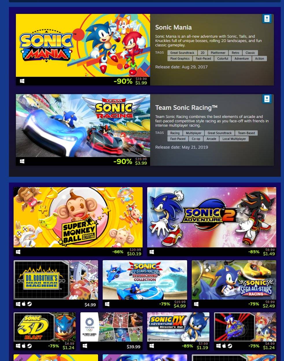 Sonic 30th Anniversary Sale on Steam | Scrolller