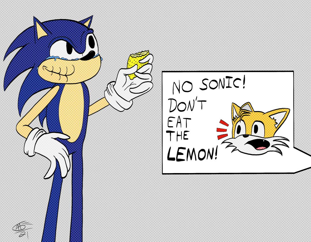 Sonic eats a lemon. | Scrolller