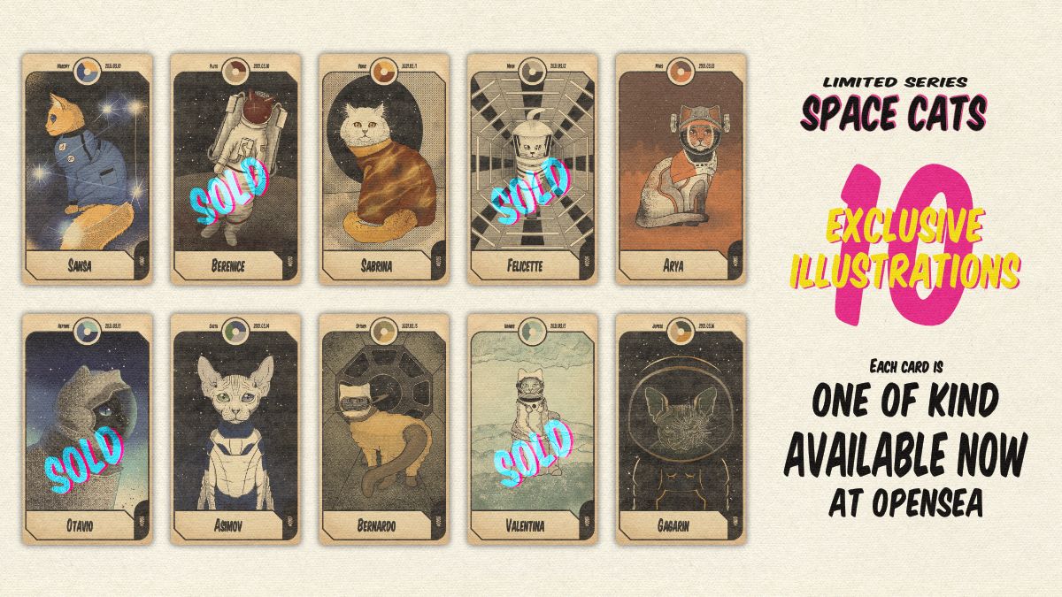 Space Cats is a limited series of 10 cards available now at opensea - link in comment | Scrolller