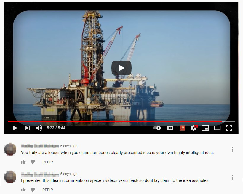 SpaceX stealing ideas from their YouTube comments (on a video about SpaceX plan to launch ...