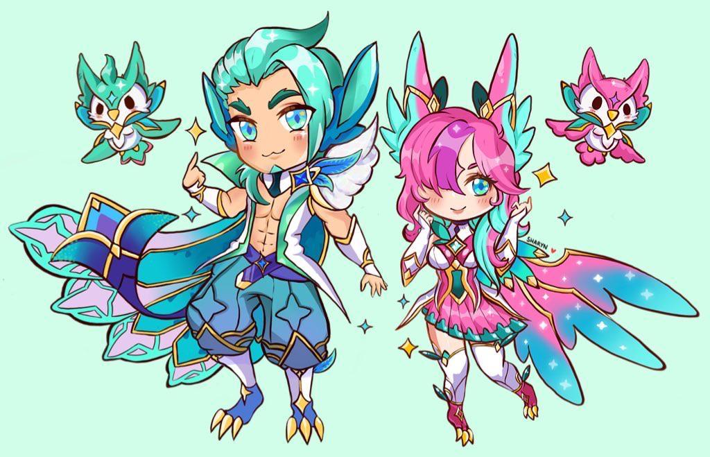 Star guardian Rakan and Xayah chibis I did a while ago , hope you guys like them | Scrolller