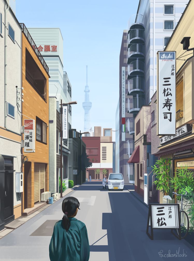 Street in Asakusa-Tokyo, Me, Photoshop, 2020 | Scrolller