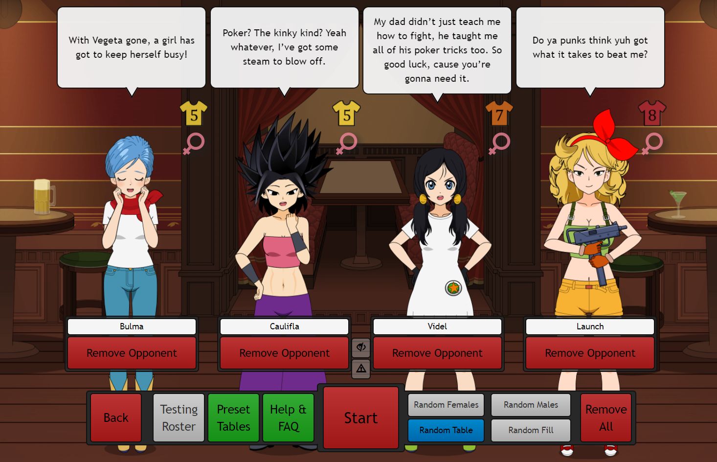 Strip Poker Night at the Inventory is a free NSFW browser game that features a few Dragon Ball ...