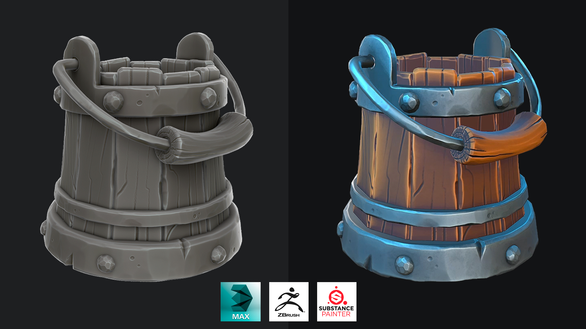 Stylized Wooden Bucket | Scrolller