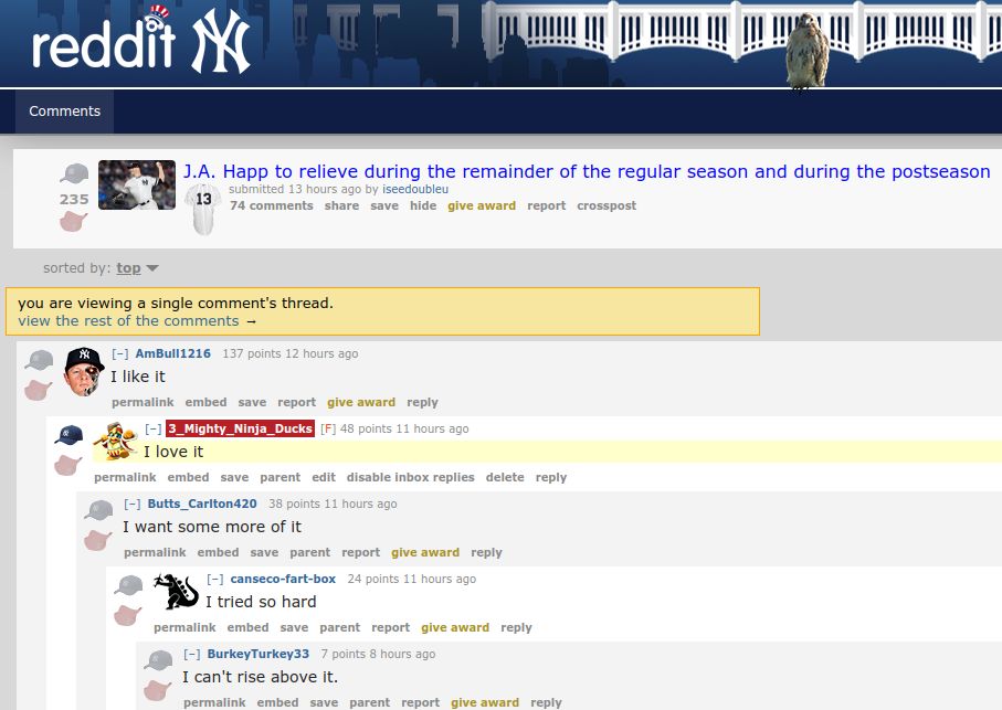 Successful infiltration of the Yankees subreddit | Scrolller