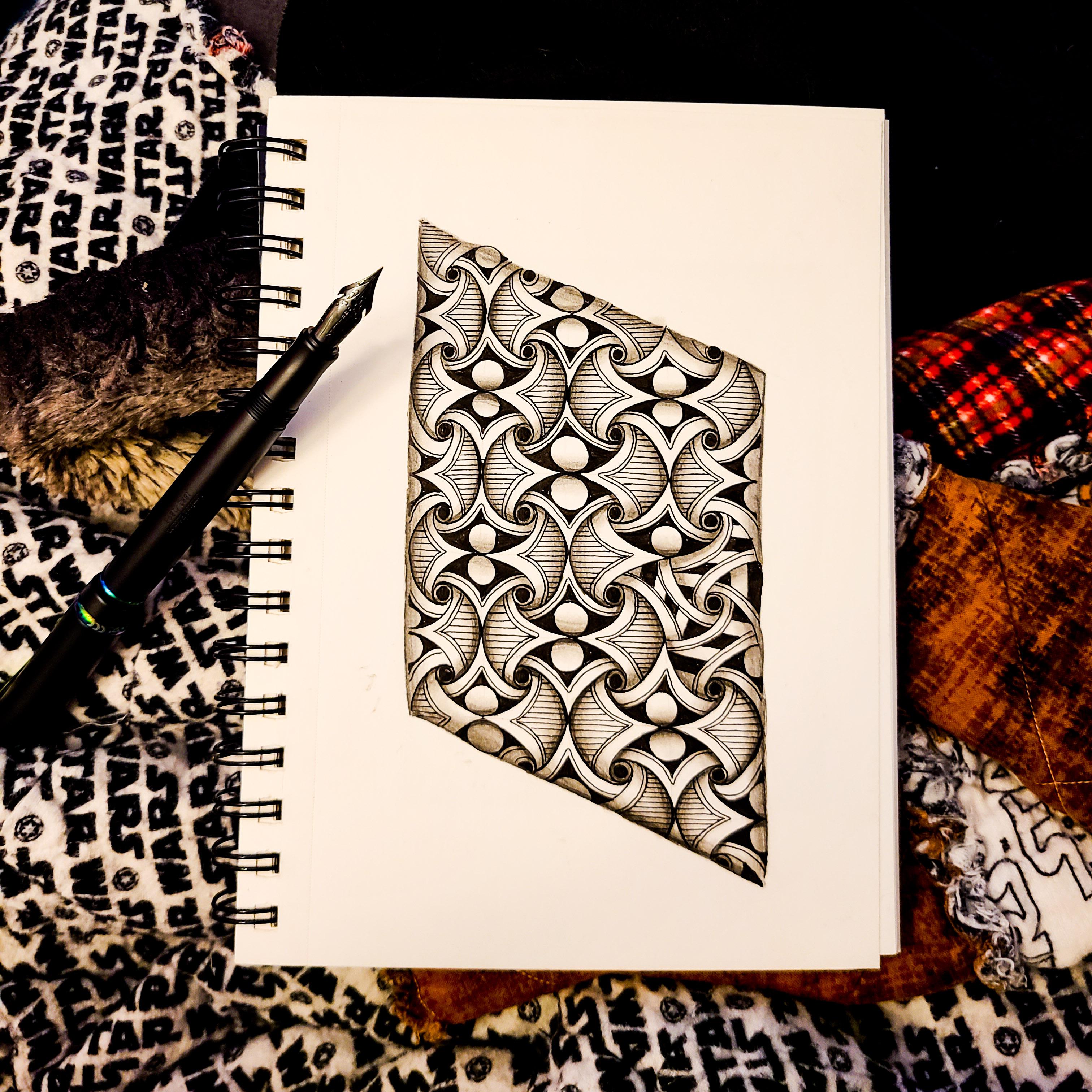 Surviving the polar vortex with my Zentangle practice. This is a fun with pattern/tangleation ...