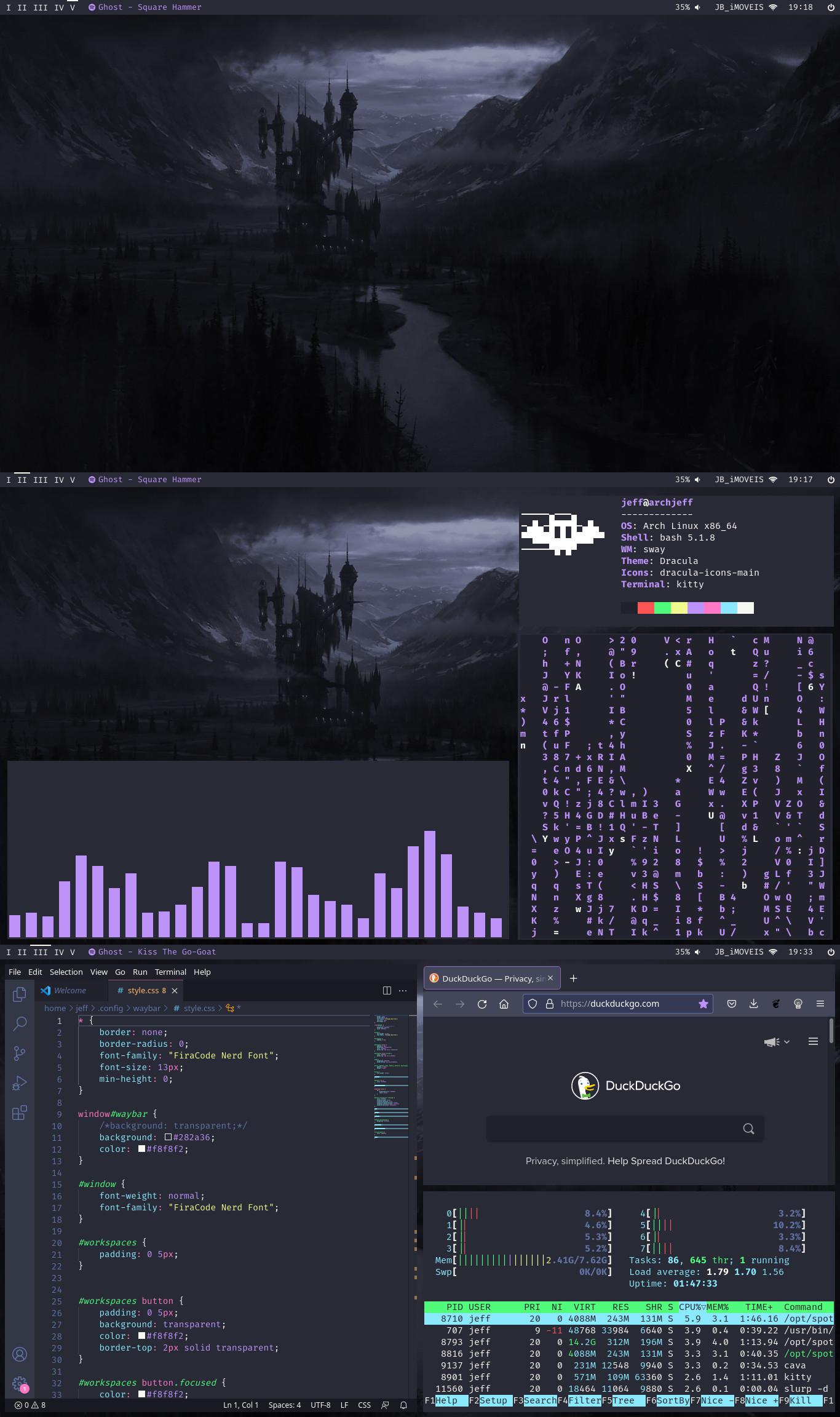 [sway] dracula's castle with dracula colors | Scrolller