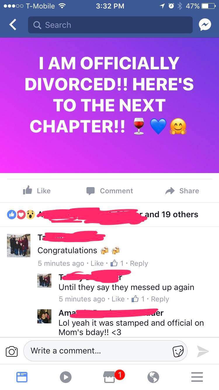 Take to FB to celebrate your divorce | Scrolller