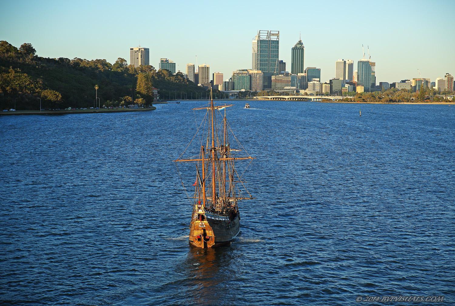 Tall ship Duyfken on the Swan River, Perth, Western Australia in 2014. | Scrolller