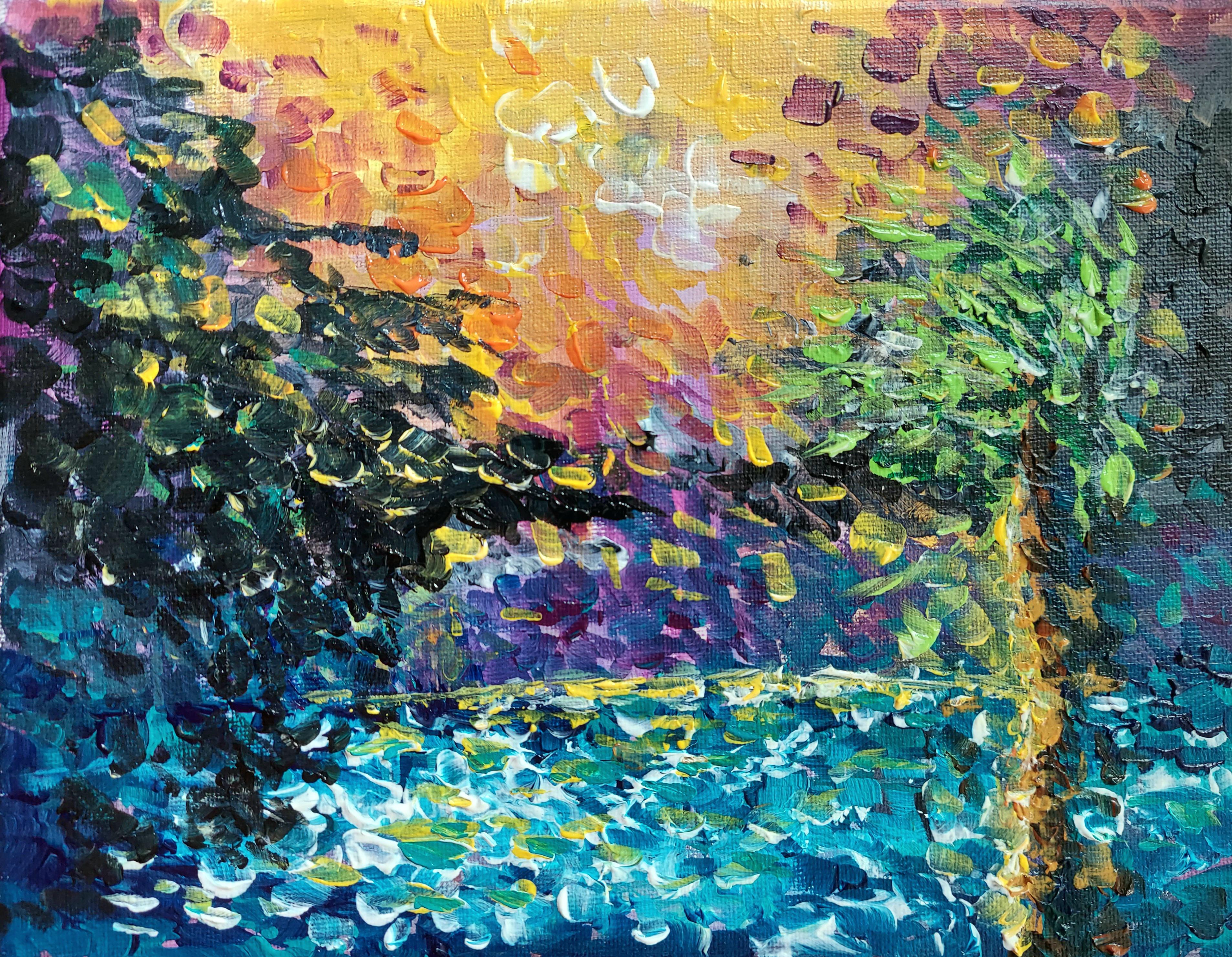 Teaching myself acrylics painting #4. First time im trying something unique and textured ...