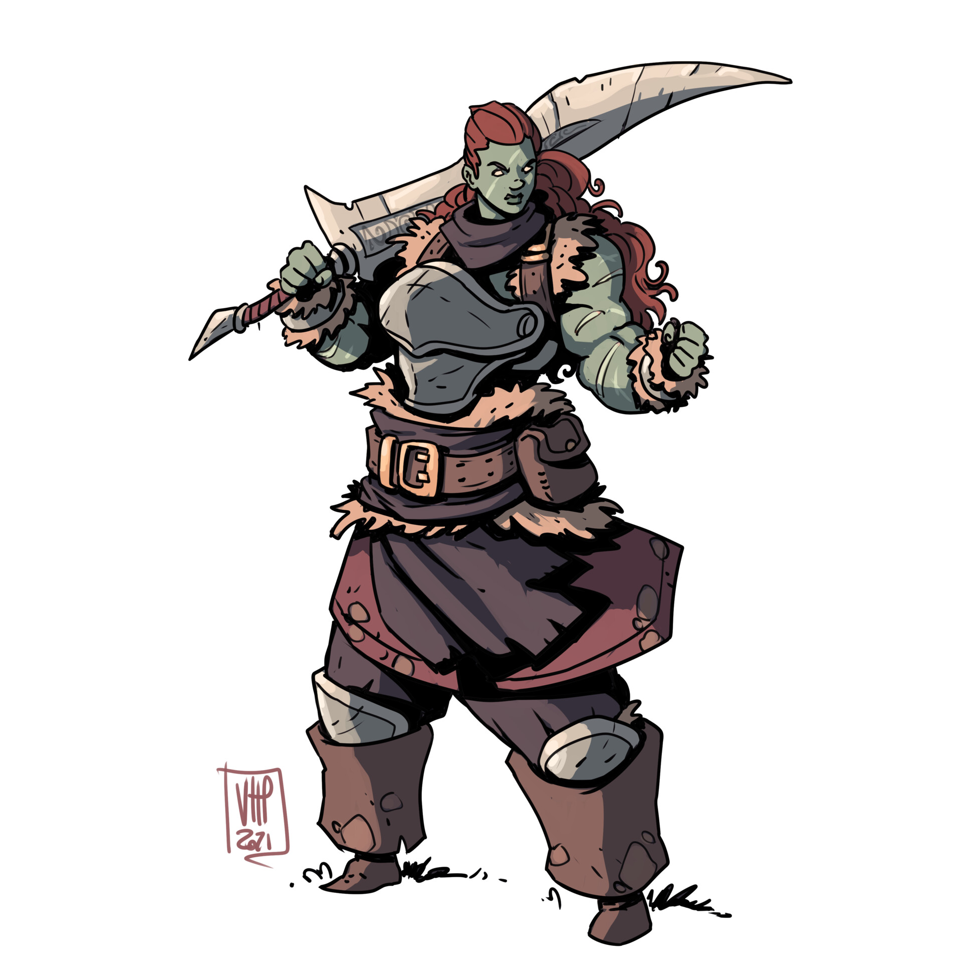 Teenah, Half Orc Barbarian by Bone Dust | Scrolller