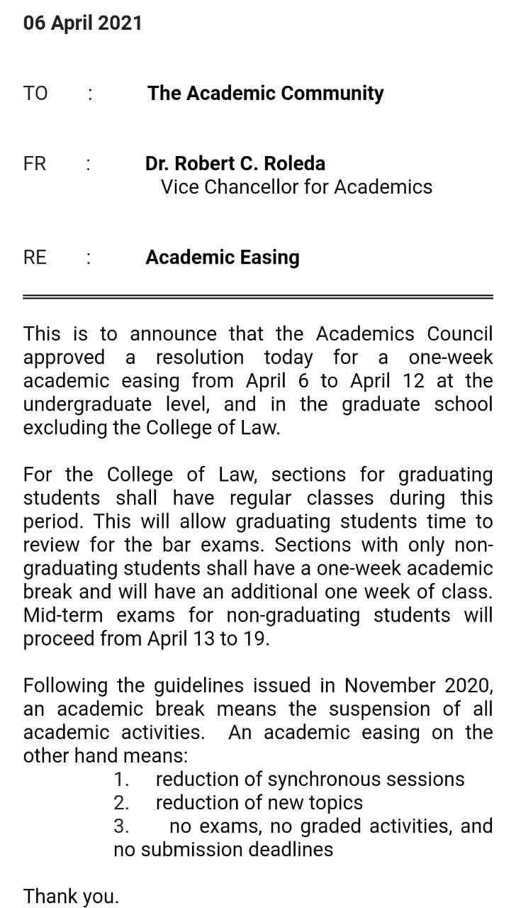 The Academics Council has approved a resolution for a one-week academic ...