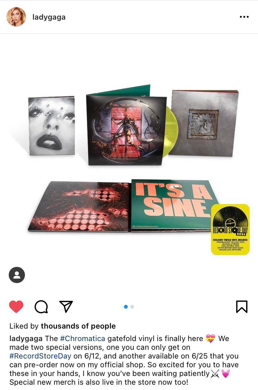 The Chromatica gatefold vinyl is officially up for pre-order! Yellow edition will be a RSD ...