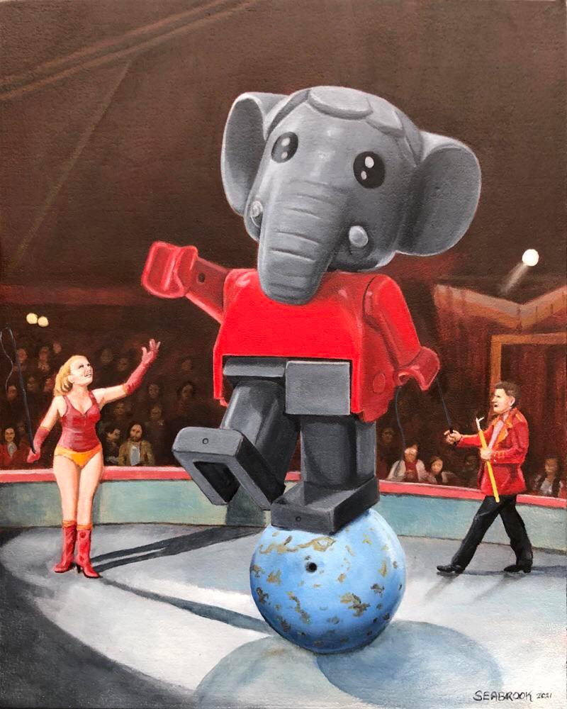The Circus Elephant, me, oil on panel, 2021 | Scrolller