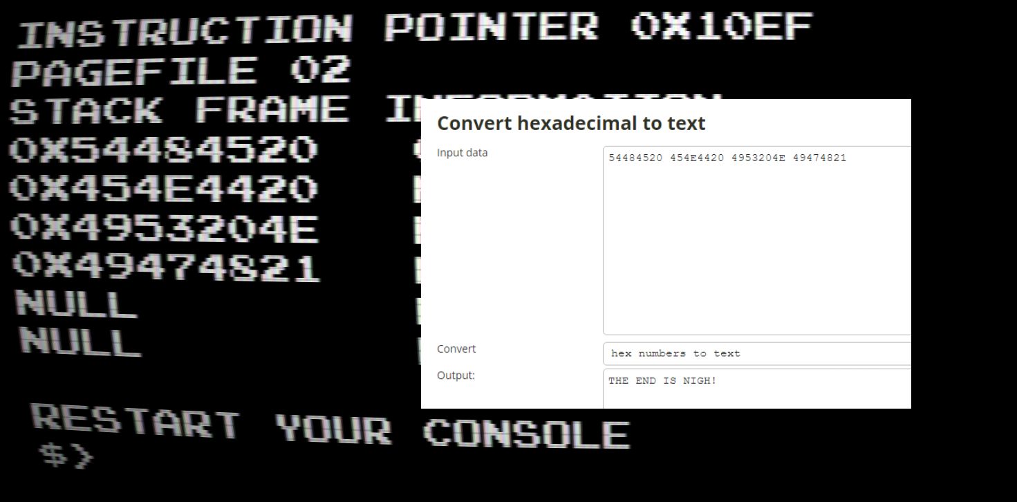 the console crash sequence has the name of the game hidden in ...