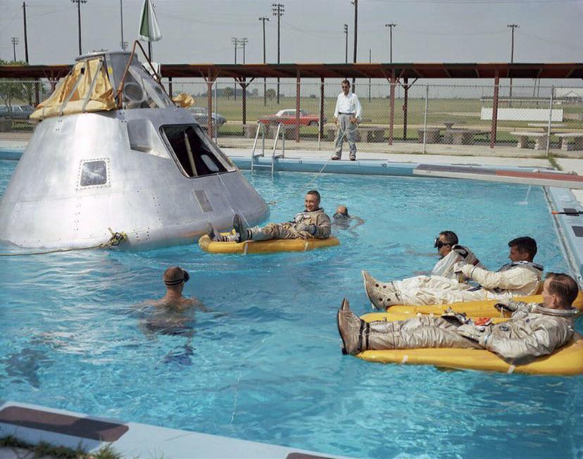 The crew of Apollo 1 relaxes during training, 1966. | Scrolller