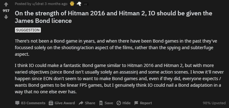 The Hitman Developers are now developing a new 007 Game | Scrolller