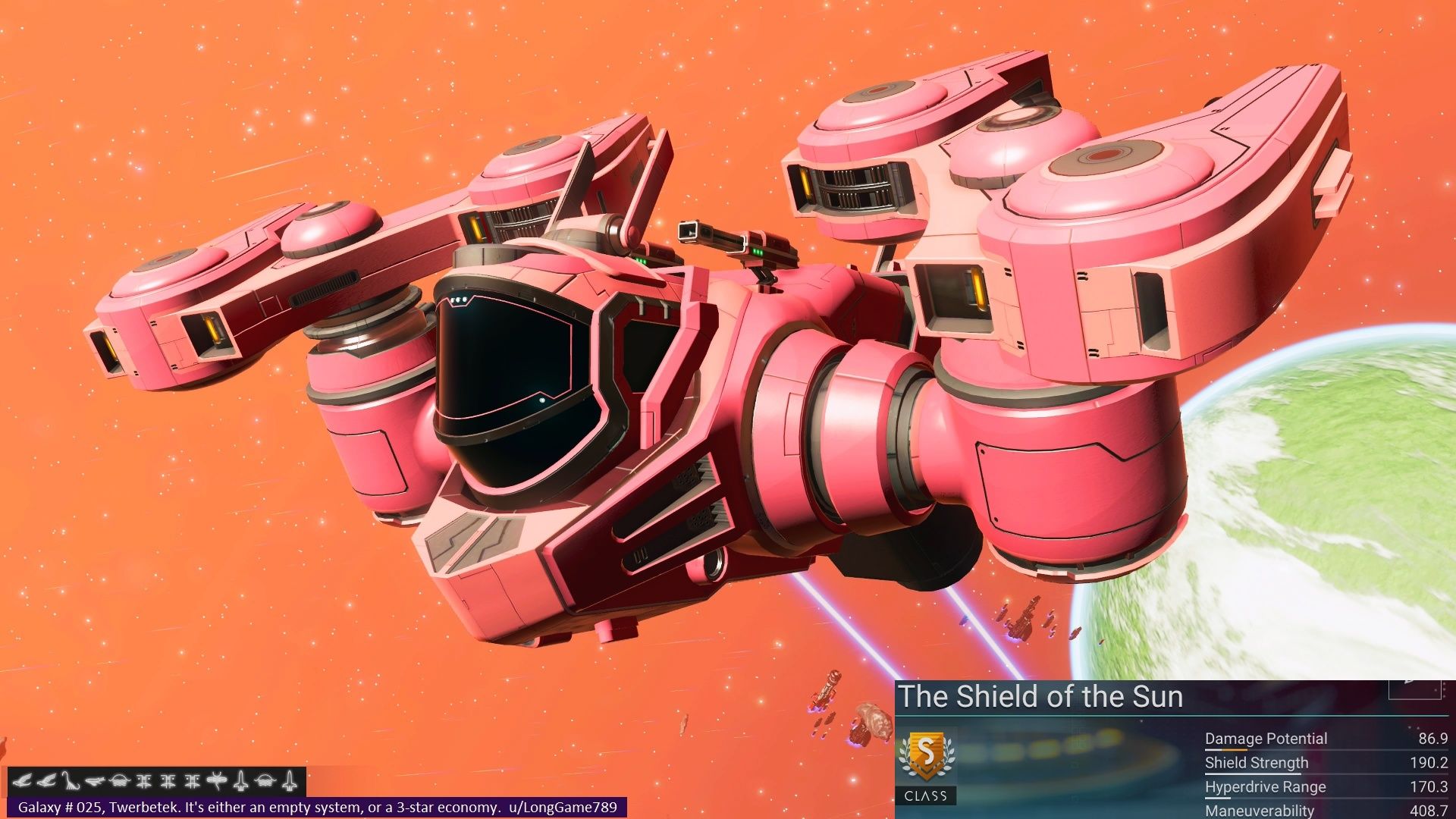 The interesting ships of the Twerbetek galaxy (#025): A very pink hopper-style explorer, with ...