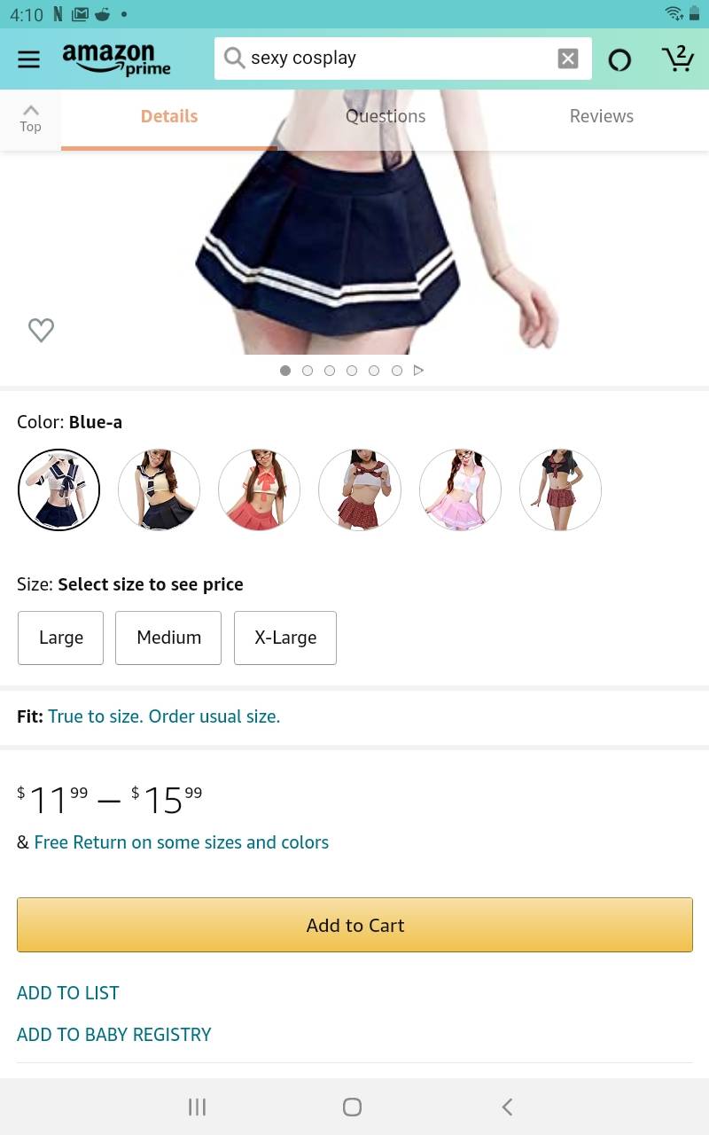 The order of the sizes for this outfit. | Scrolller