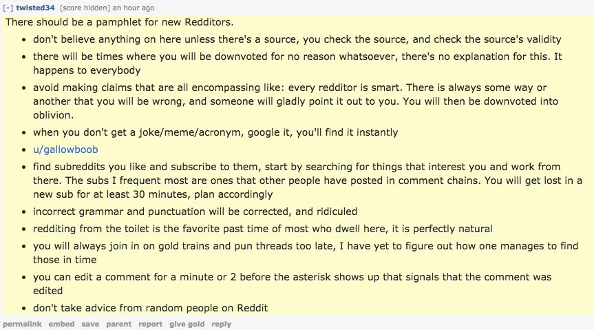 "The pamphlet for new Redditors" | Scrolller