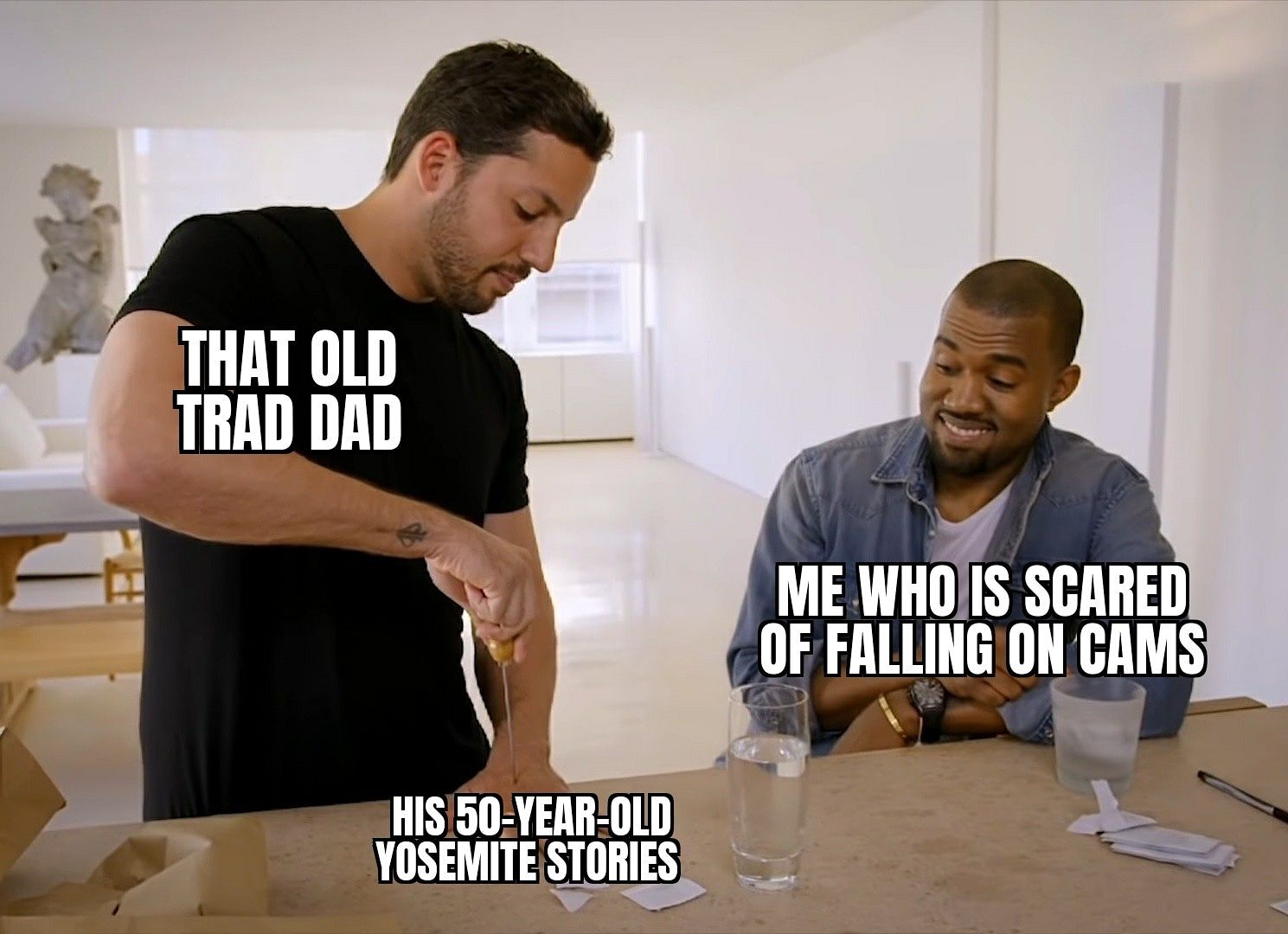 The run out rusty piton is a classic story. | Scrolller